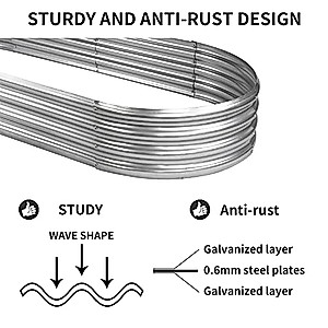 Metal Raised Garden Bed 7×3ft Galvanized Planter Box for Vegetables, Flowers, Herbs, and Succulents, 2 Sets