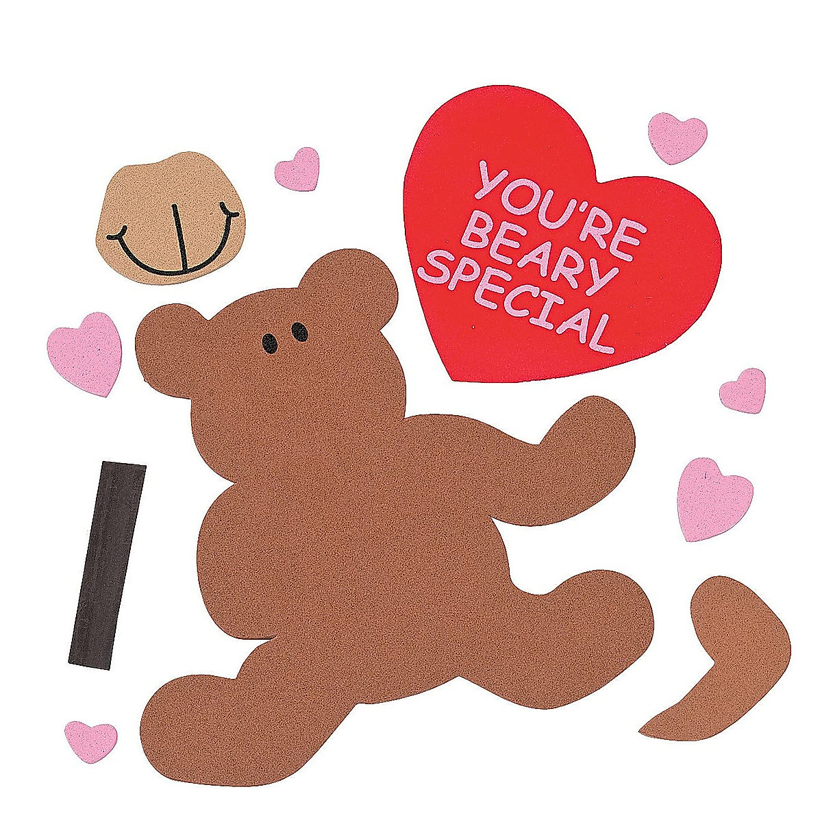 Valentines Craft for Kids (4 Pcs Set) Bear Magnet & Heart Picture Frame Foam Valentines Day Crafts Fun Activity by 4E's Novelty