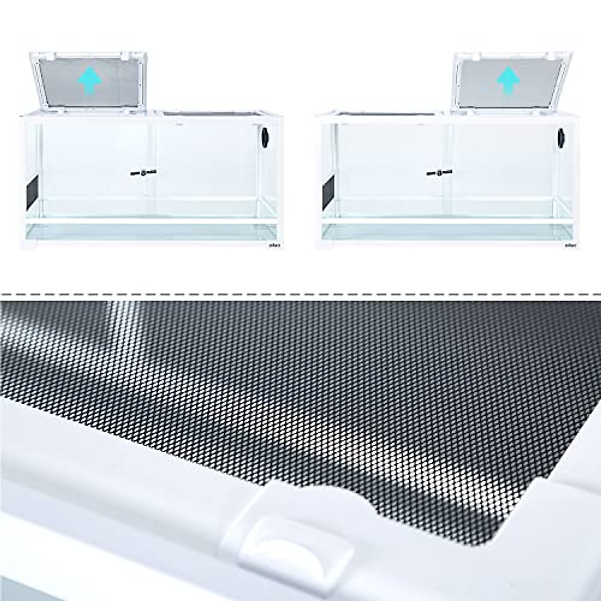 OIIBO 50 Gallon Reptile Terrarium,36" x 18" x 18" Knock Down Glass Reptile Tank, Sliding Door Terrariums Habitat for Reptiles Amphibians, Alternative Side Wire Mesh for Small Animals Use