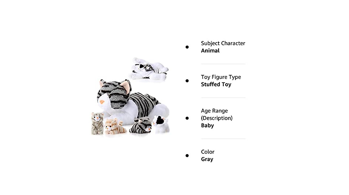 Skylety Plush Cat Set - 5 Cute Stuffed Animals