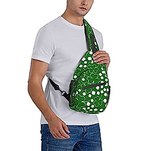 St. Patrick's Day Lucky Shamrock Sling Bag, Multipurpose Green Plaid Crossbody Shoulder Bag Travel Hiking Daypack