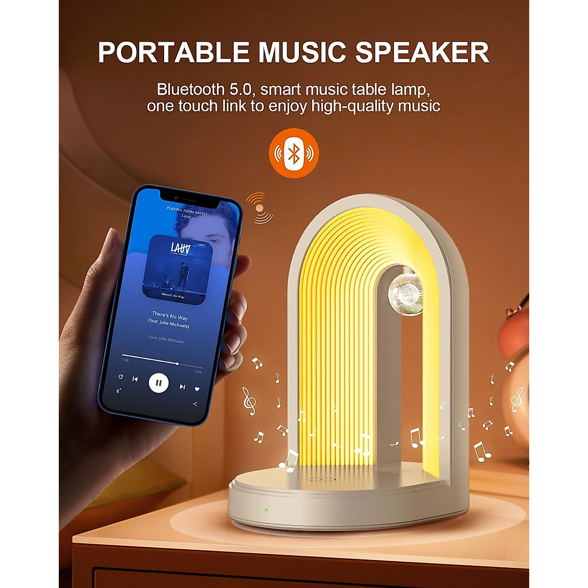 UMUTOO 3 in 1 Charger Station with Wireless Phone Charger, LED Night Light, Bluetooth Speaker,Portable Dimmable Music Speaker Charger Touch Lamp. Birthday Present for Women,Men, Mom, Dad. (White)