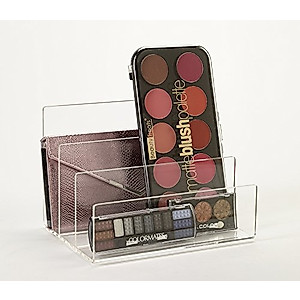 Unum Crystal Clear Acrylic Desktop File Sorter Holder - Lucite Mail, Paper, Folder, Letter Organizer – Makeup Palette Organizer - Thick Cast Acrylic 9" x 6.75" x 6.5"