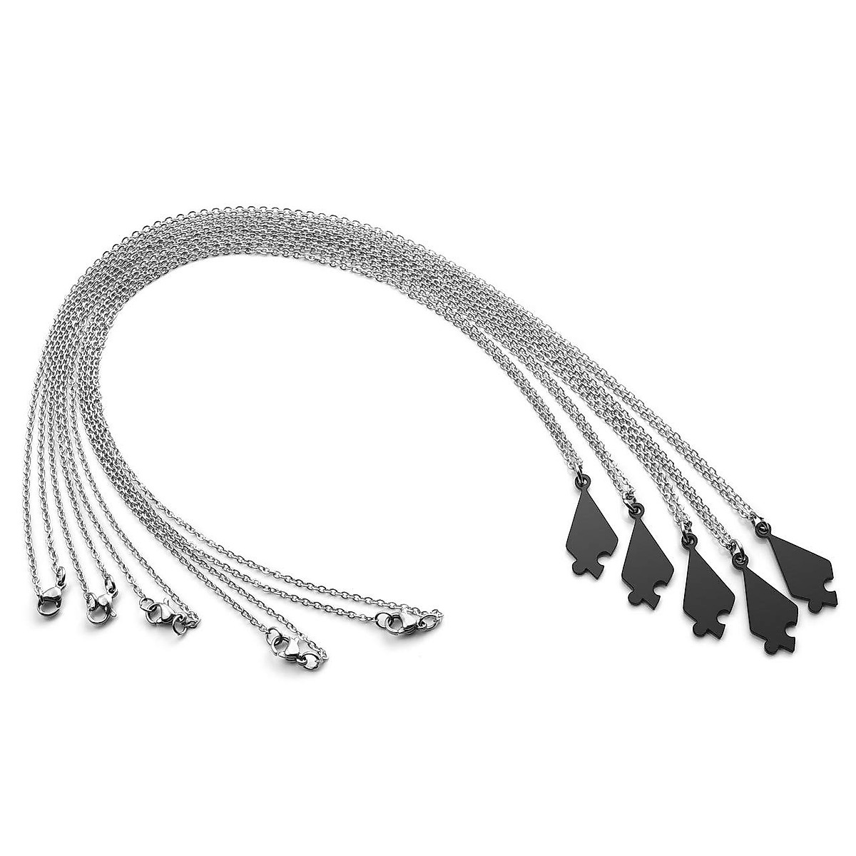 PiercingJ Personalized Engraved Custom 5 Pieces Best Friends BFF Family Puzzle Necklaces Stainless Steel Pentagram Star Friendship Matching Jigsaw Pendant Chain for Women Sisters Gift