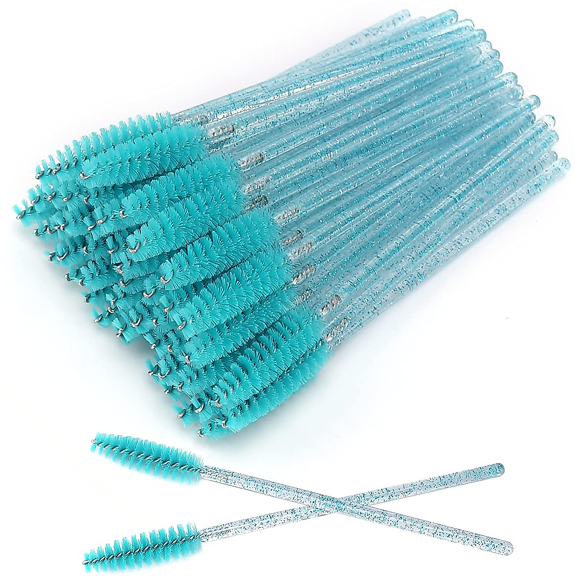 Akstore 100 Pack Disposable Eyelash Mascara Brushes Eyelash Brush Wands Applicator Makeup Kits (Colorful-Blue)