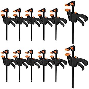 12 Pack 4 Inch Bar Clamps for Woodworking Quick Grip Clamps Trigger Clamp One Handed Ratchet Clamp, Mini Small Bar Clamps for Craft Wood Clamps for Gluing
