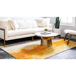 Unique Loom Estrella Collection Bright Colors, Abstract, Modern, Distressed Area Rug, 3' 3" x 5' 3", Yellow/Beige