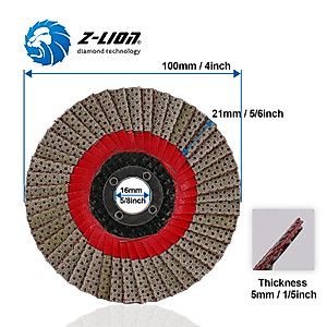 Z-LION 4 Inch Diamond Flap Disc 120 Grit Sanding Wheel for Ceramic Glass Rubber Plastic Concrete Hard Material Sanding