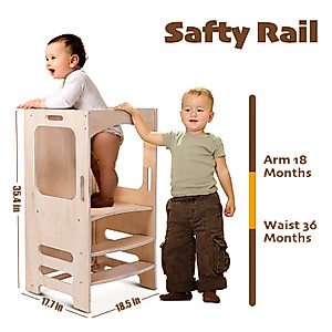 Kitchen Step Stool for Toddler with Kids,Wooden Montessori Learning Stool,with Drawing Board and Educational Number Stickers & Slide,Help Children Stand Tower and Improving Enlightenment Education