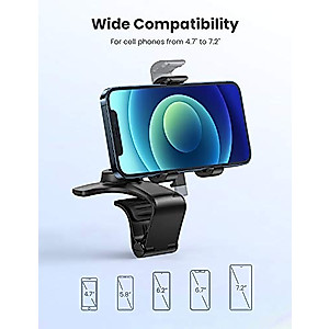 UGREEN Car Phone Holder Dashboard Cell Phone Clip Holder Dash Mount Compatible with iPhone 14 13 12 Pro Max Mini Plus, iPhone 11 SE XS XR 8 7 6 6S Mobile Phone, Black