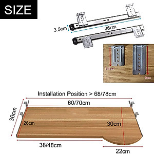 Wooden Keyboard Tray Under Desk Sliding, Ergonomic Underdesk Keyboard Tray Shelf Height Adjustable Keyboard Stand Drawer, Desk Extender for Keyboard and Mouse (Color : Black Walnut, Size : 60 * 26cm)