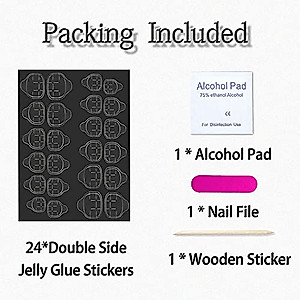 Press on Nails Medium Almond Shaped Fake Nails with 3D Charms Design Opaque Full Cover Glue Stick on Nails for Women