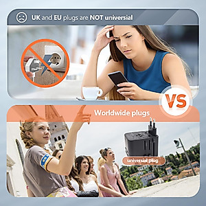 LOVE BEIDI Travel Essentials, International Travel Adapter for European US UK AUS JP, Universal Travel Adapter Plug Adapter Wall Charger with 4 USB Charging Ports for Men Women