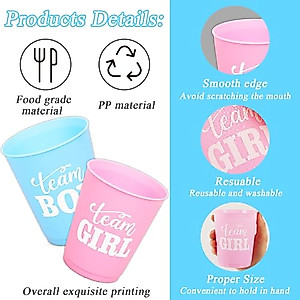 24 Pcs Gender Reveal Party Cups Reusable Gender Reveal Plastic Tumblers Team Boy Team Girl Plastic Drinking Cups 12oz Party Supplies Decorations for Gender Reveal Baby Shower Birthday Party Favors