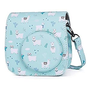 Phetium Protective Case Compatible with Instax Mini 11 Instant Camera, Soft PU Leather Bag with Pocket and Removable Shoulder Strap (Alpaca Blue)
