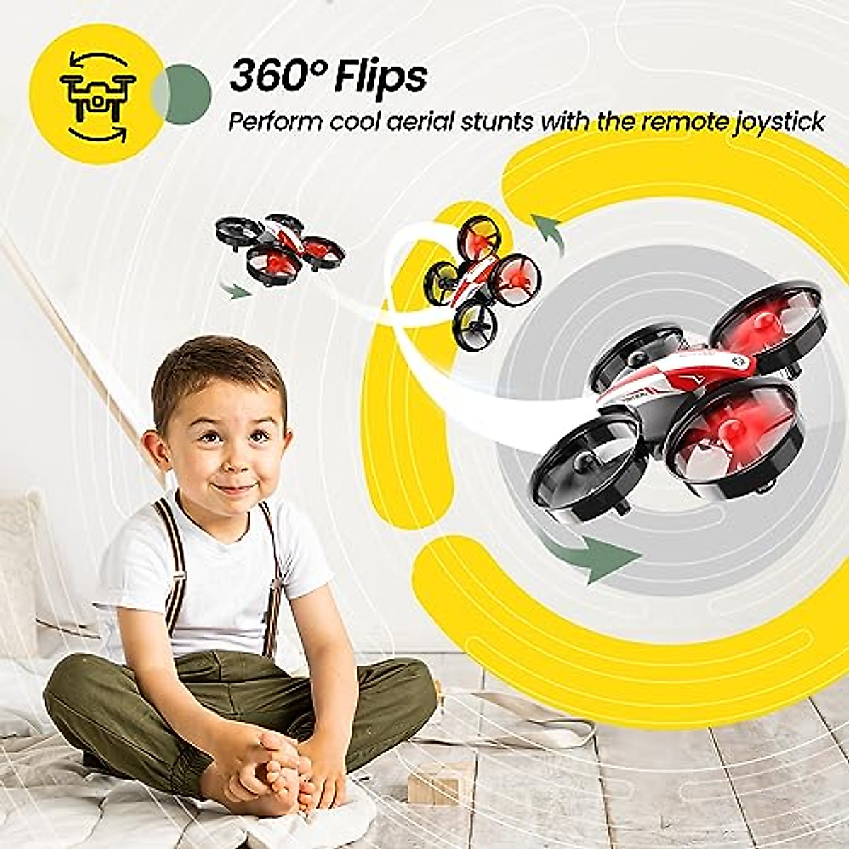 Holy Stone Mini Drone for Kids and Beginners RC Nano Quadcopter Indoor Small Helicopter Plane with Auto Hovering, 3D Flips, Headless Mode and 3 Batteries, Great Gift Toy for Boys and Girls, Red