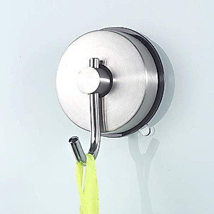 Heavy Duty Vacuum Suction Cup Hooks for Bathroom Shower Wall/Glass Door/ Mirror ,Waterproof Stainless Steel Hook for Hanging Shower Towel , Loofah,Coat ,Kitchen Pots Pans or Others Up to 22 lbs,2 Pcs