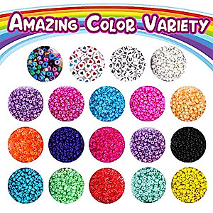 FUNZBO 10000pcs, 20 Colors 3mm Glass Seed Beads - Friendship Bracelet Kit, Beads for Bracelet Making Kit & Jewelry Making Kit, Gifts, Crafts for Teens, Kids, Girls, Boys