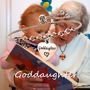 LQRI Godmother Goddaughter Bracelet Christian Baptism Gift for Godmothers Goddaughters Religion Jewelry (goddaughter)