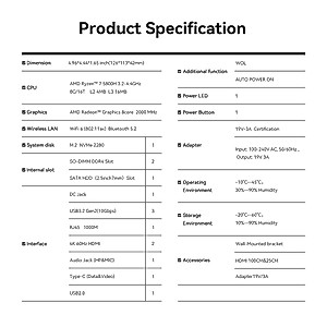 Beelink SER5 Mini PC with AMD Ryzen 7 5800H(up to 4.4GHz) 32GB DDR4 500GB NVMe SSD, 4K HD Triple Display HDMI/Type-C, WiFi 6