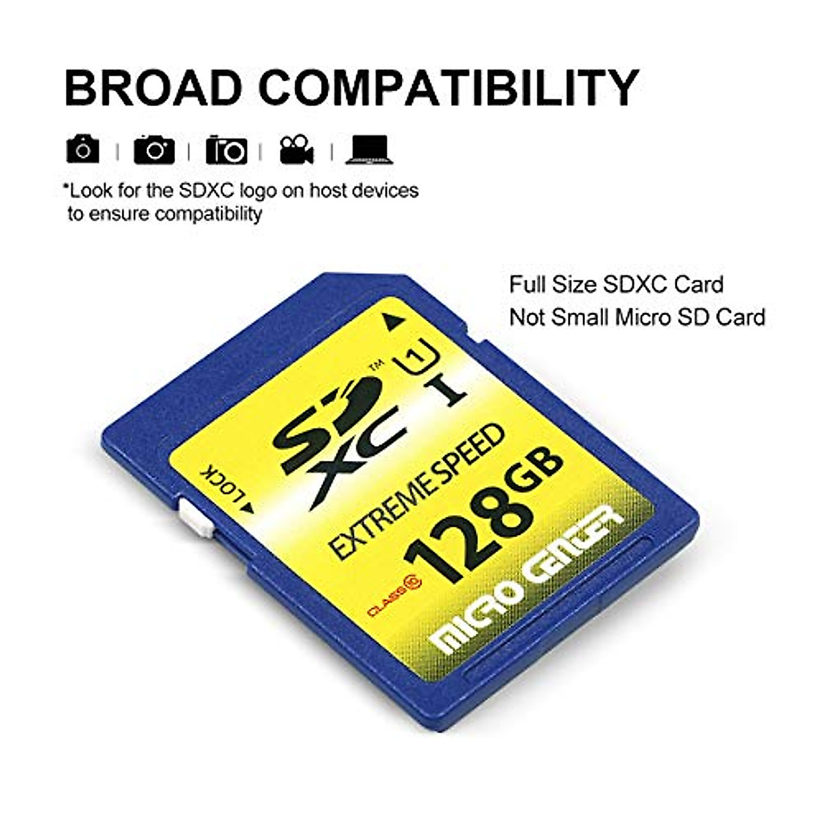 128GB Class 10 SDXC Flash Memory Card Full Size SD Card USH-I U1 Trail Camera Memory Card by Micro Center