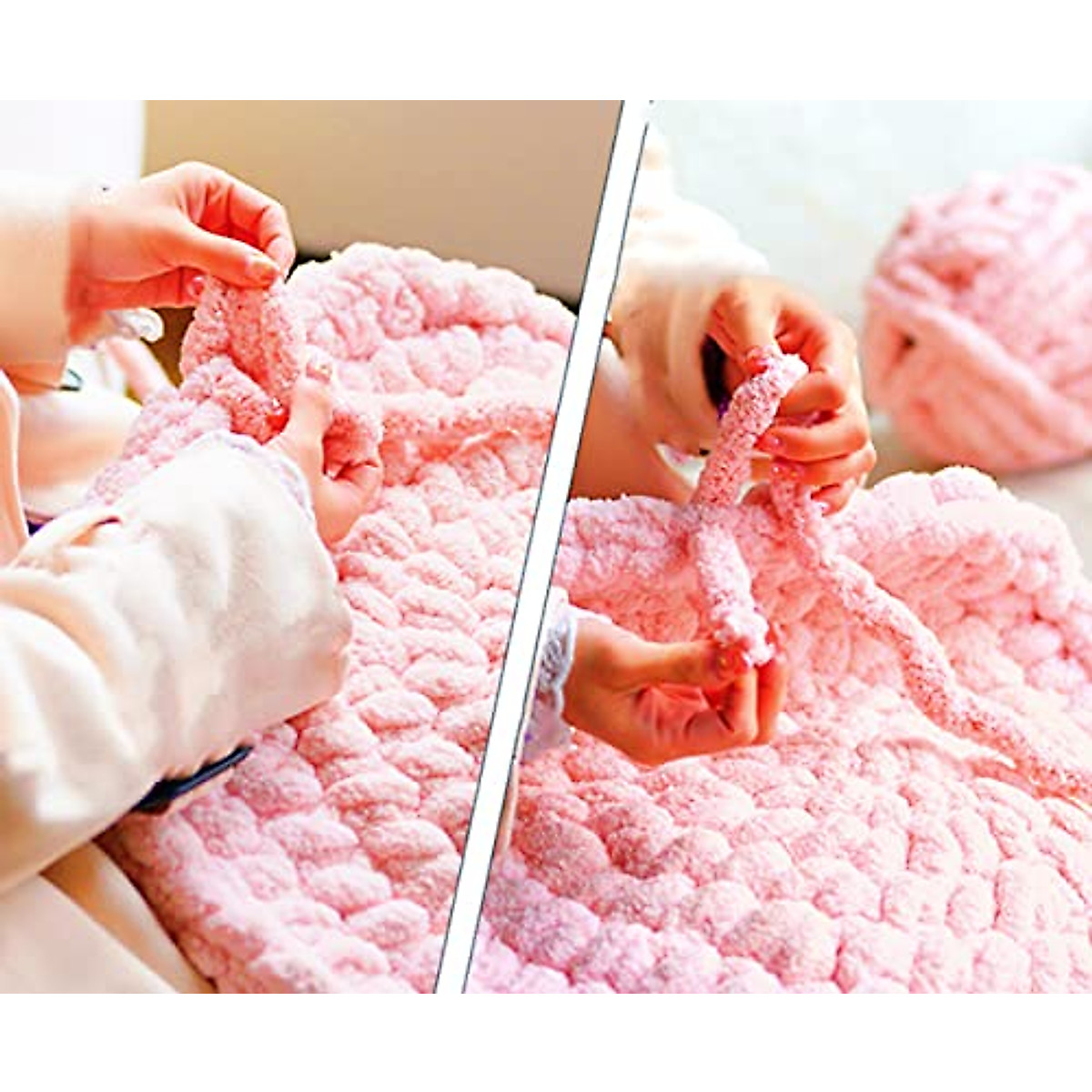 Bulky Chunky Arm Knitting Yarn Home Dec Yarn,Super Softee Thick Fluffy Jumbo Chenille Polyester Yarn for Blanket Pillows Home Décor Projects (Multi-autuam, 6 skeins / 3 lbs)