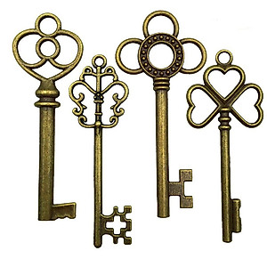 Antique Bronze Vintage Skeleton Key Charm Steampunk for Crafts, Party Favors, Gifts Decoration (Set of 40)