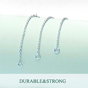 AOBOCO 925 Sterling Silver Chain Extenders for Necklace Bracelet with Gift Box (Set 2'',4'',&6'')