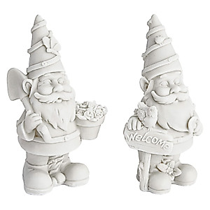 2 Pack Ceramics to Paint - Paint Your Own Garden Gnome Statues, Blank Paintable Ceramics for Adults (5 in)