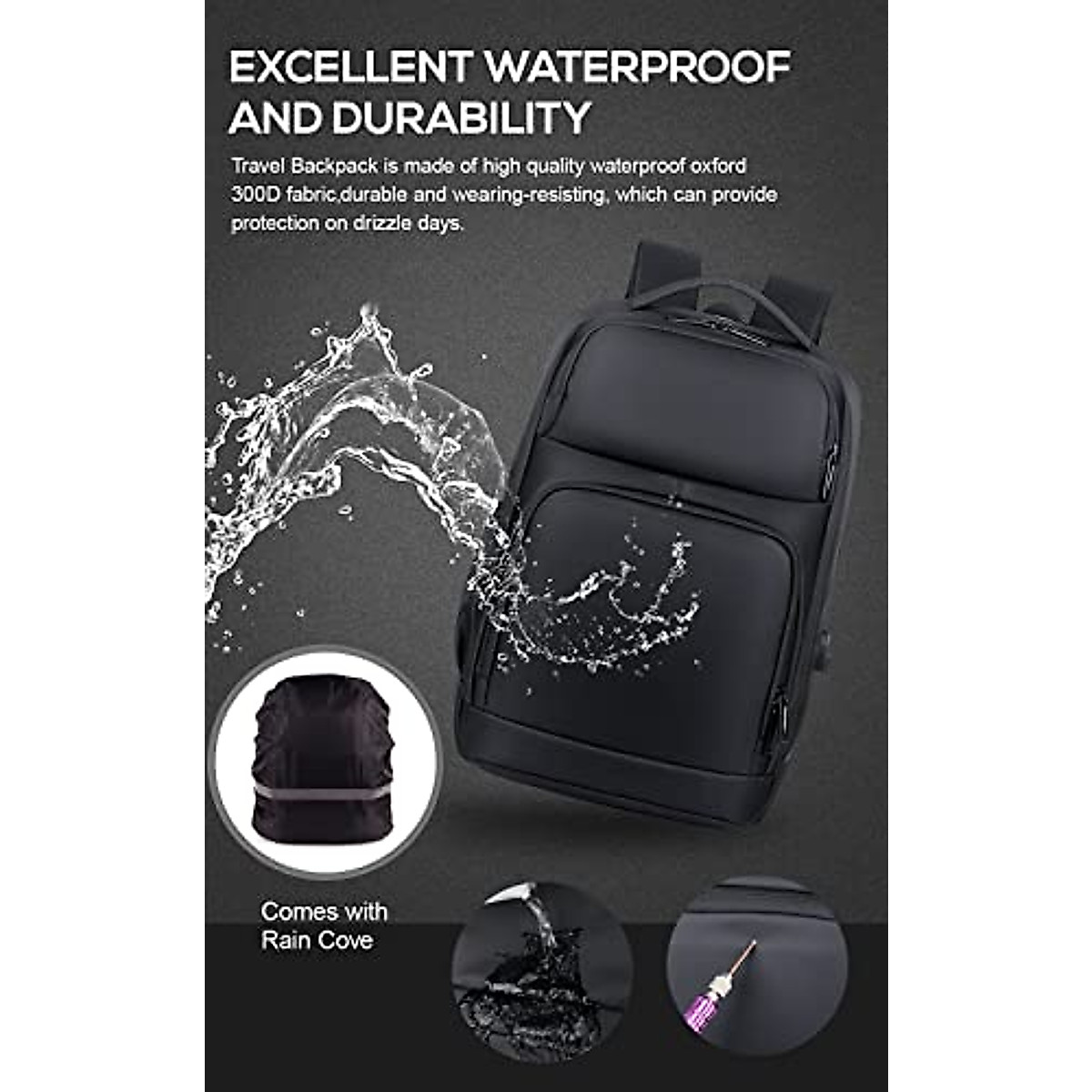 IPX Laptop Backpack Plus 17 Inch Travel Backpack Expandable Business Anti Theft Work Backpack with Laptop Compartment School Backpack with USB Charging Port Water Resistant Durable Bookbag for Men