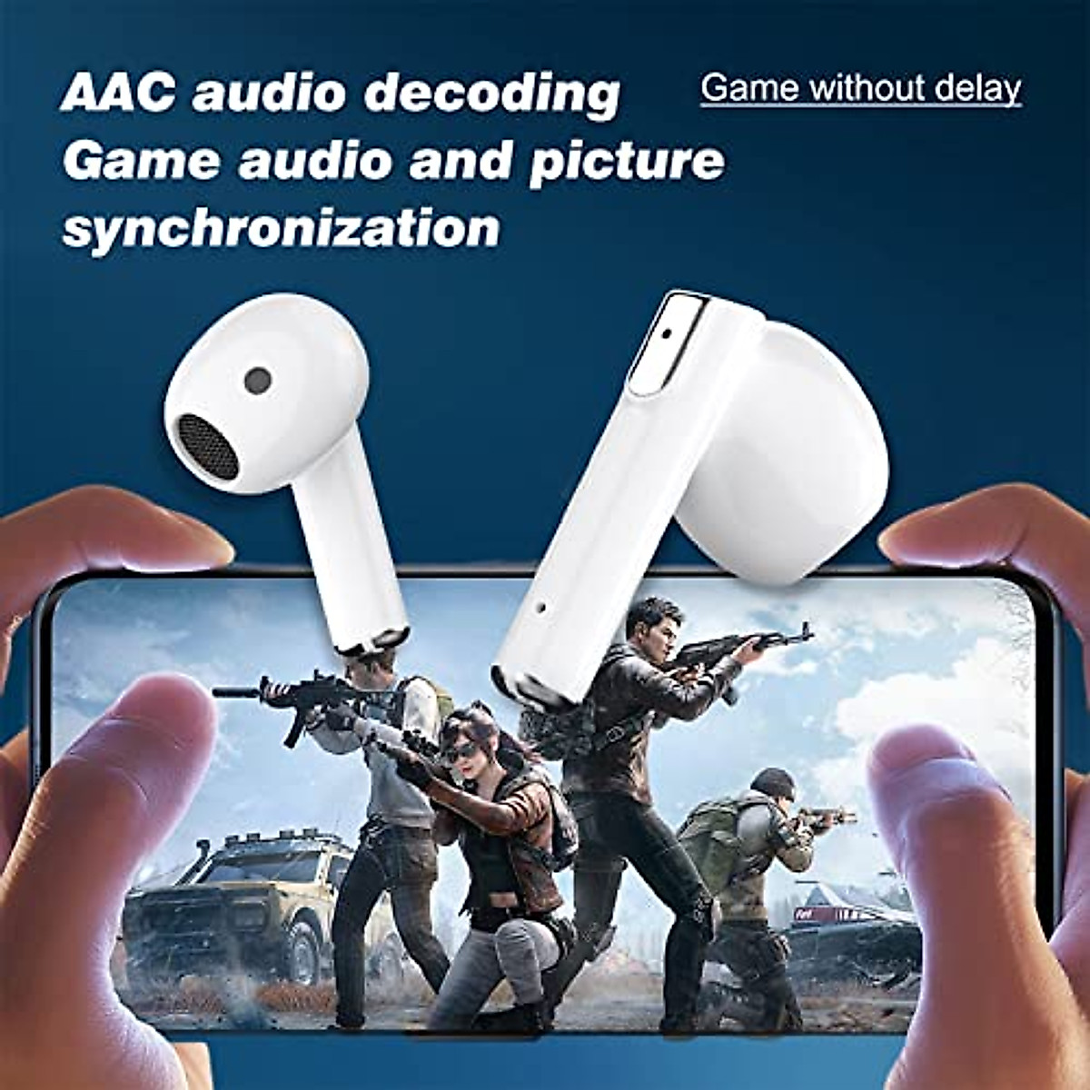 DPduct Wireless Earbuds with Charging Case, Waterproof Wireless Headphones for Sport/Work, Bluetooth Headphones Compatible with iPhone/Android/PC, (White).