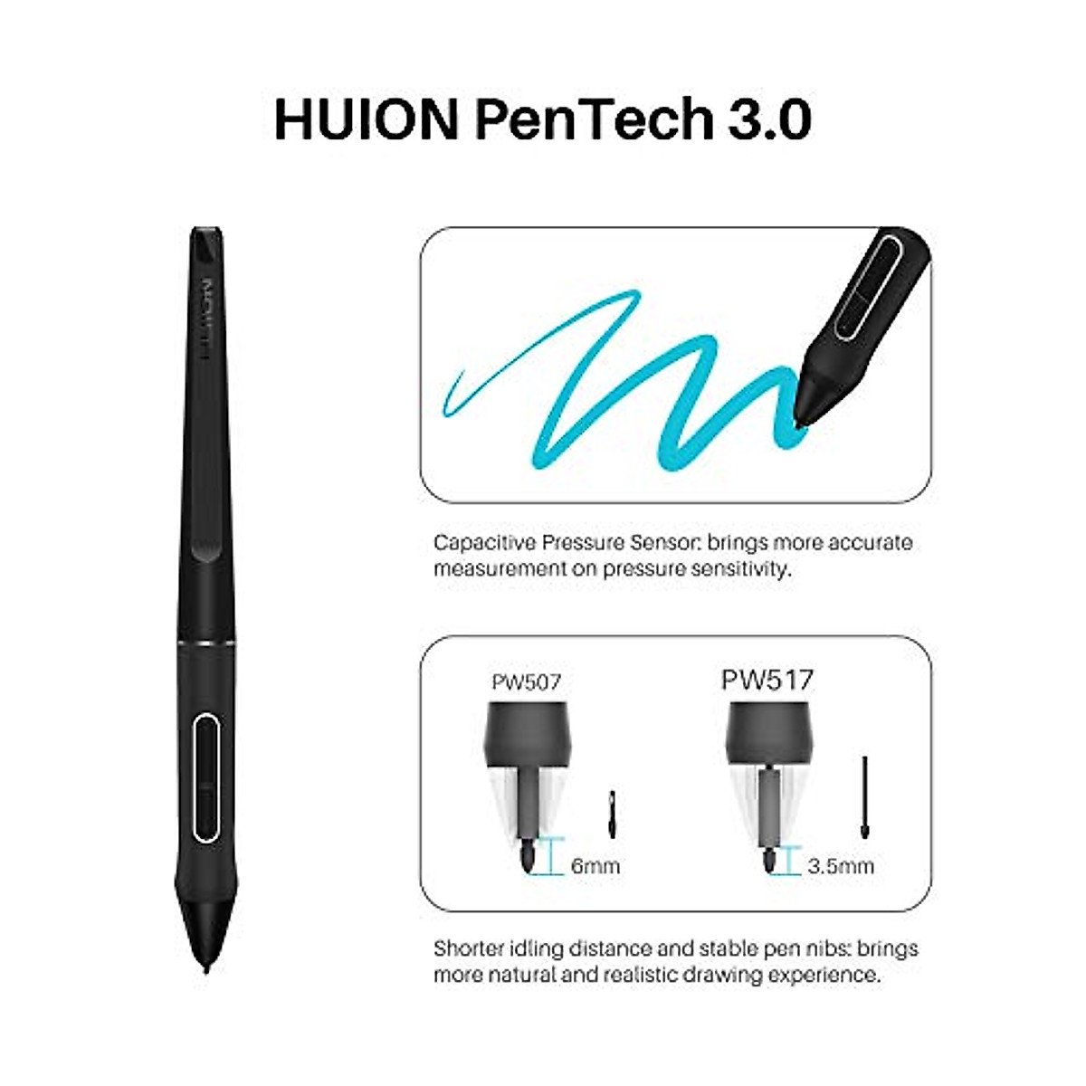 HUION KAMVAS 13 Drawing Tablet with Screen, 13.3" Full-Laminated Graphics Tablet with Battery-Free Stylus Tilt Support for Digital Art, Paint & Design, Work with Mac, PC & Mobile, Black
