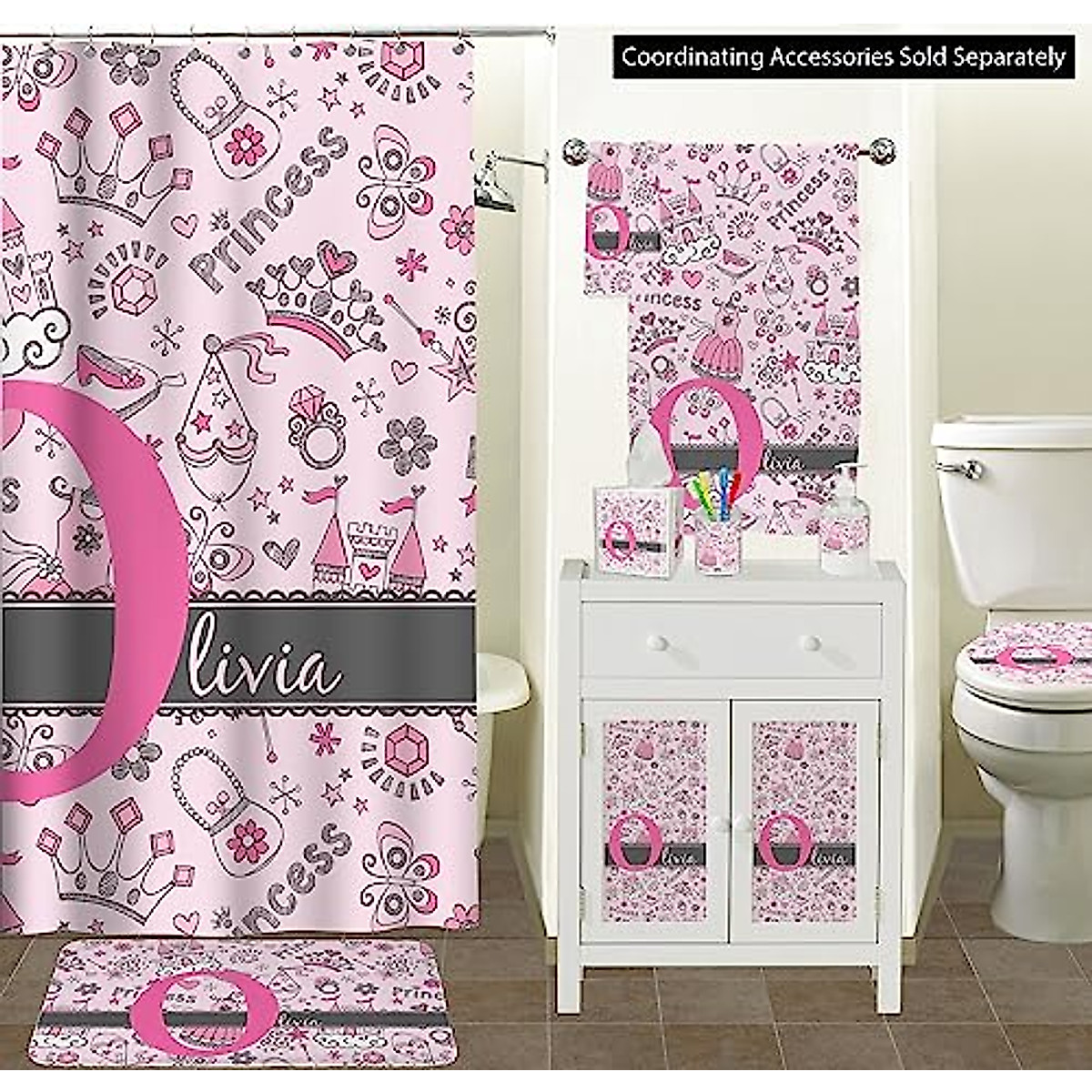 RNK Shops Princess Waste Basket - Single Sided (Black) (Personalized)