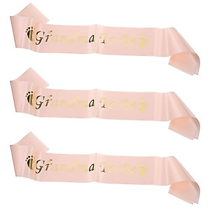 Amosfun 3pcs Grandma to Be Sash Satin Baby Shower Party Sash Shoulder Strap Baby Shower Party Supplies for Gender Reveals Baby Infant Birthday