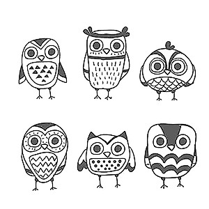 6pcs Cute Owls Clear Stamps Silicone Stamp Cards with Sentiments, Fall Owl Letters Pattern Clear Stamps for Holiday Card Making Decoration and DIY Scrapbooking Album DIY Crafts