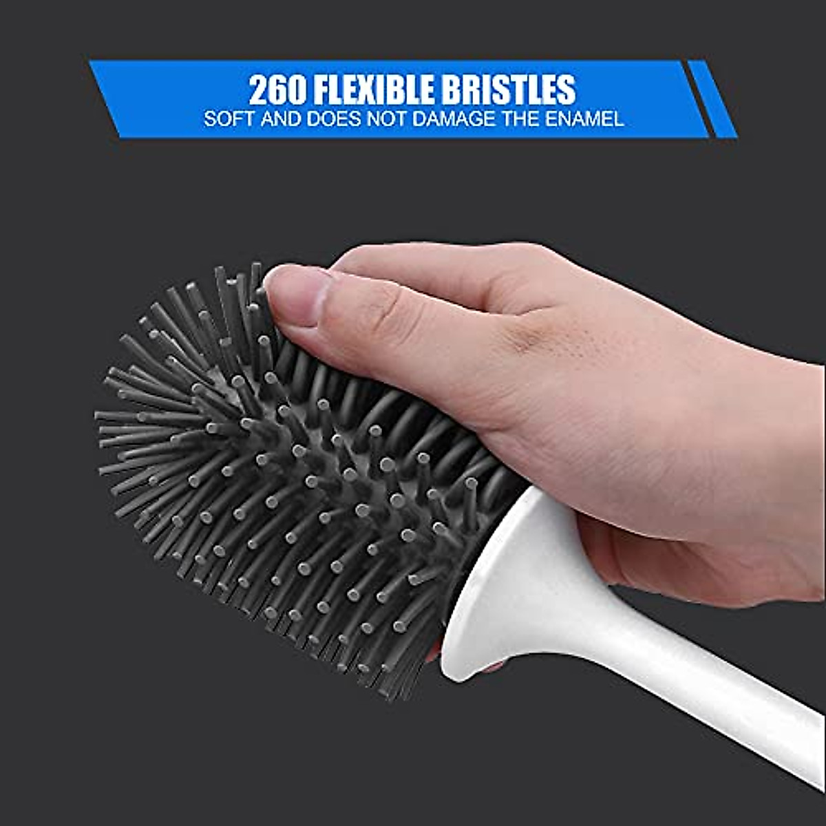 VMVN Toilet Bowl Brush and Holder,Compact Toilet Cleaner Brush Set for Bathroom Deep Cleaning,Silicone Bristles Toilet Scrubber,Floor Standing
