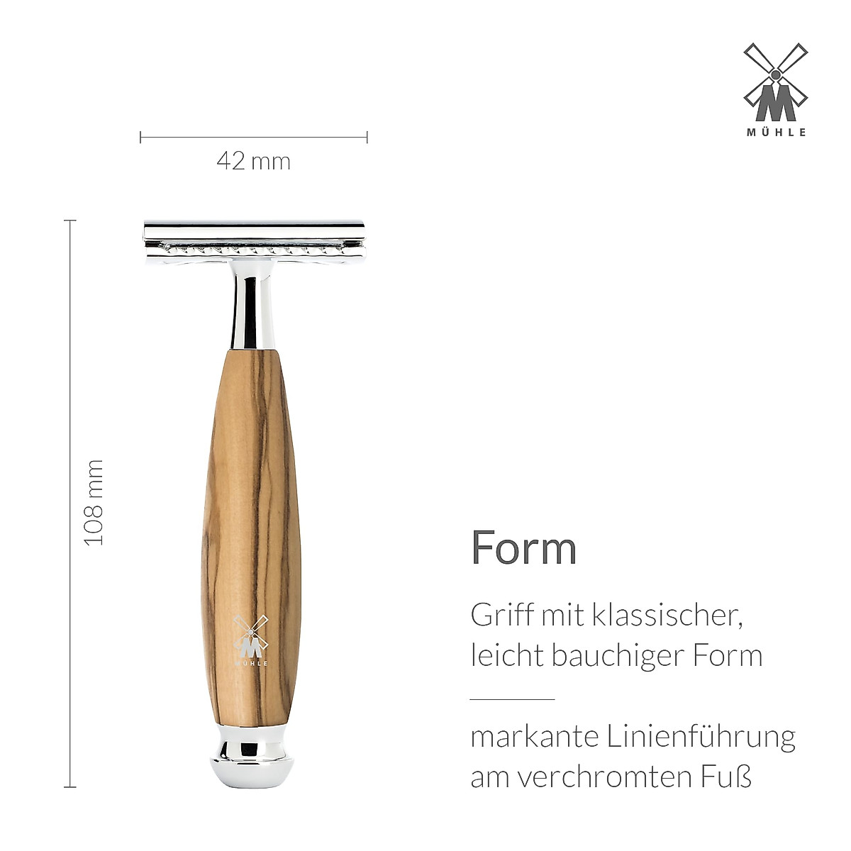 MÜHLE VIVO 4-piece Pure Badger Modern Safety Razor Luxury Wet Shaving Set - Perfect for Every Day Use, Barbershop Quality Close Smooth Shave