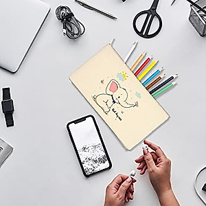 Blank DIY Craft Bag Canvas Zipper Bags 10 Pack Zipper Canvas Pen Pencil Case Multipurpose Makeup Bags Cosmetic Bag Travel Toiletry Pouch for Storage Small Items Travel Party Gift (White 8.3X4.8inch)