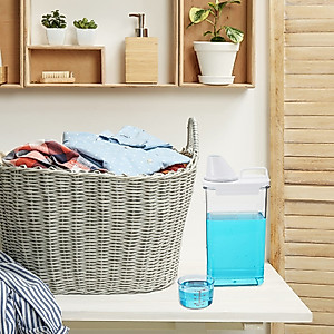 Tanlade 4 Pack Liquid Laundry Detergent Dispenser for Laundry Room Organization, 78 oz Soap Dispenser Storage with Lids, Powder Container Fabric Softener Bleach Powder, Clear