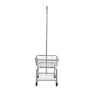 Household Essentials 6028-1 Rolling Laundry Cart with Hanging Bar - Chrome Finish