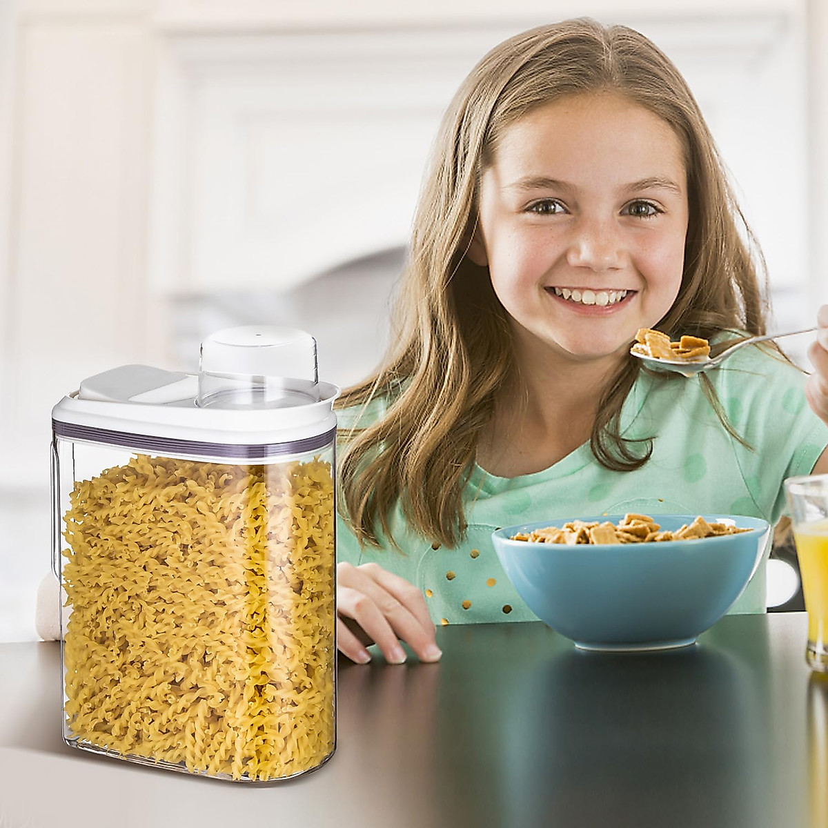 LivLab Cereal Container - 5Lbs Good Grips Airtight Rice Storage Bin Pet Food Dispenser with Lid + Measuring Cup Perfect for Pet Food & Kitchen Pantry Organization