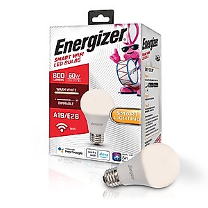 Energizer Connect Smart A19 LED Warm White Light Bulb with Voice Control and Remote Access Through Your Smartphone | Compatible with Alexa and Google Assistant