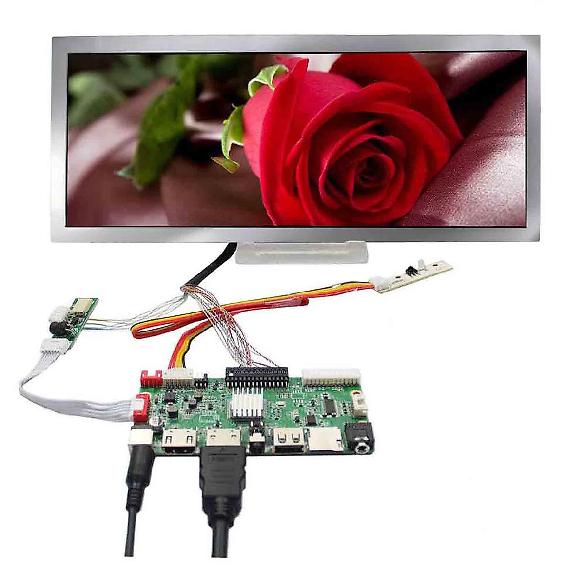 VSDISPLAY 12.3" 12.3 Inch 1920x720 FHD IPS LCD Screen HSD123KPW2-D10 with HD-MI USB SD Card LCD Controller Board VS-56S2 Multimedia Supports MP4