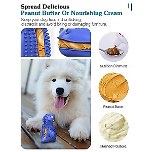 WapaW Dog Toys, Indestructible Squeaky Dog Chew Toys for Aggressive Chewer, Tough Dog Toothbrush Toy, Dinosaur Design Rubber Treat Dispenser Toy for Small Medium Large Dogs (Pink, Dinosaur)