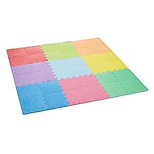 Amazon Basics Kids Puzzle Exercise Interlocking Play Mat, EVA Foam - 36 Tiles, 12" x 12", 54 Borders
