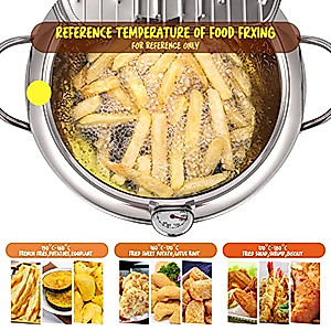 Oxydrily,deep Fryer Pot,304 Stainless Steel with Temperature Control and Lid Japanese Style Tempura Fryer