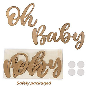 Wood Gold Baby Sign Baby Shower Banner for 1st Birthday Backdrop, Baby Party Sign Wooden Cutout Nursery Decor, Baby Party Banner Event Decorations for Gender Reveal Backdrop ,Baby Announcements