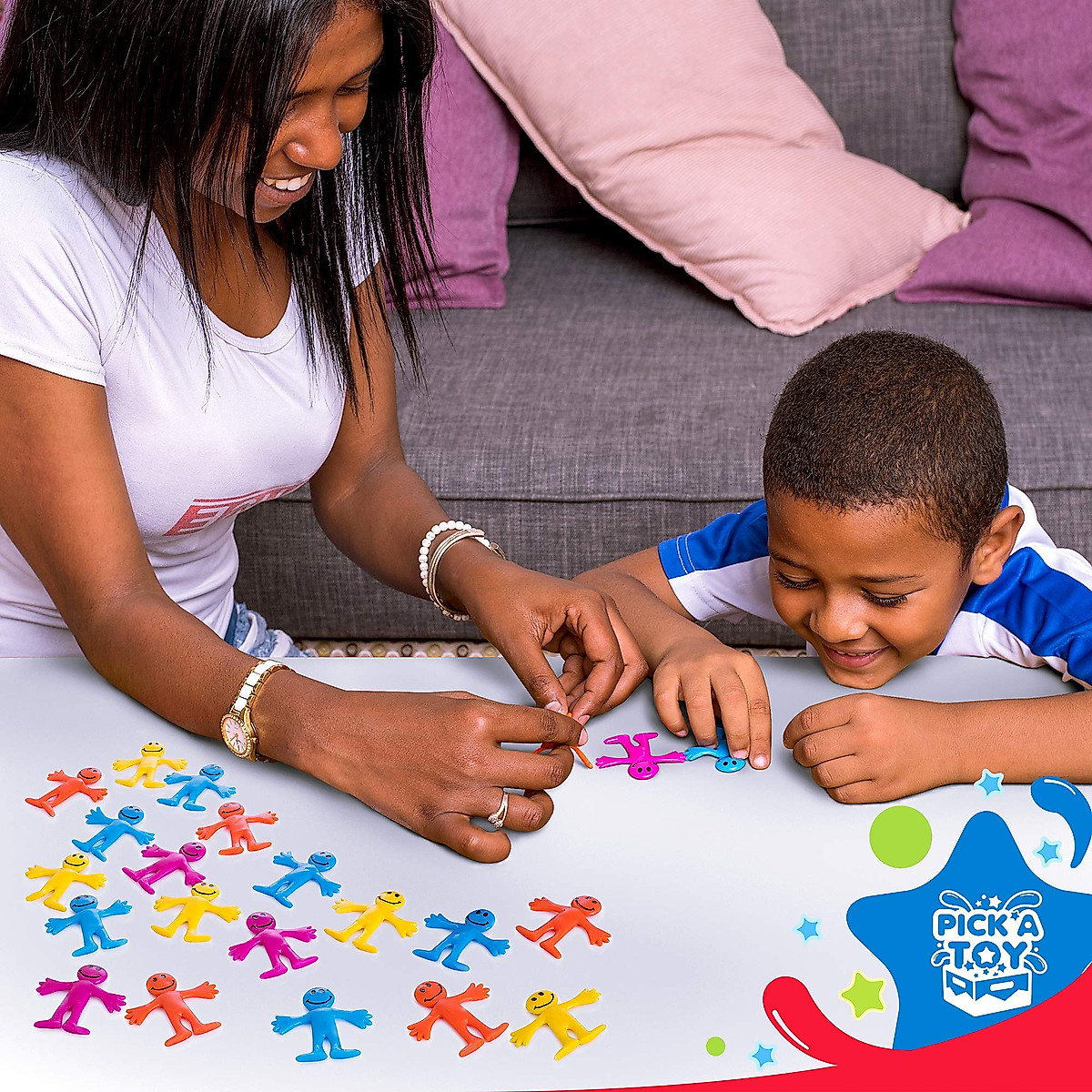 Stretchy Happy Man Toy Party Favors - Sensory Gel Toy Set of 24 for Kids, Stress Relief Fidget Toys for Autism, ADHD - Stretchy Toys and Small Prizes and Stocking Stuffers