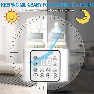 Baby Bottle Warmer 9-in-1 Multifuntion Breast Milk Warmer, Fast Baby Food Heater & Defrost Warmer with Timer for Twins, LCD Display Accurate Temperature Adjustment, 24H Constant Mode