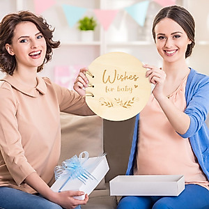 CJiangpo Baby Shower Guest Book Alternatives Wood Baby Shower Sign in Guest Book, Wishes for Baby Shower Advice Book with 35 Blank Pages Baby Memory Book Guestbook Keepsake Gifts for New Parents